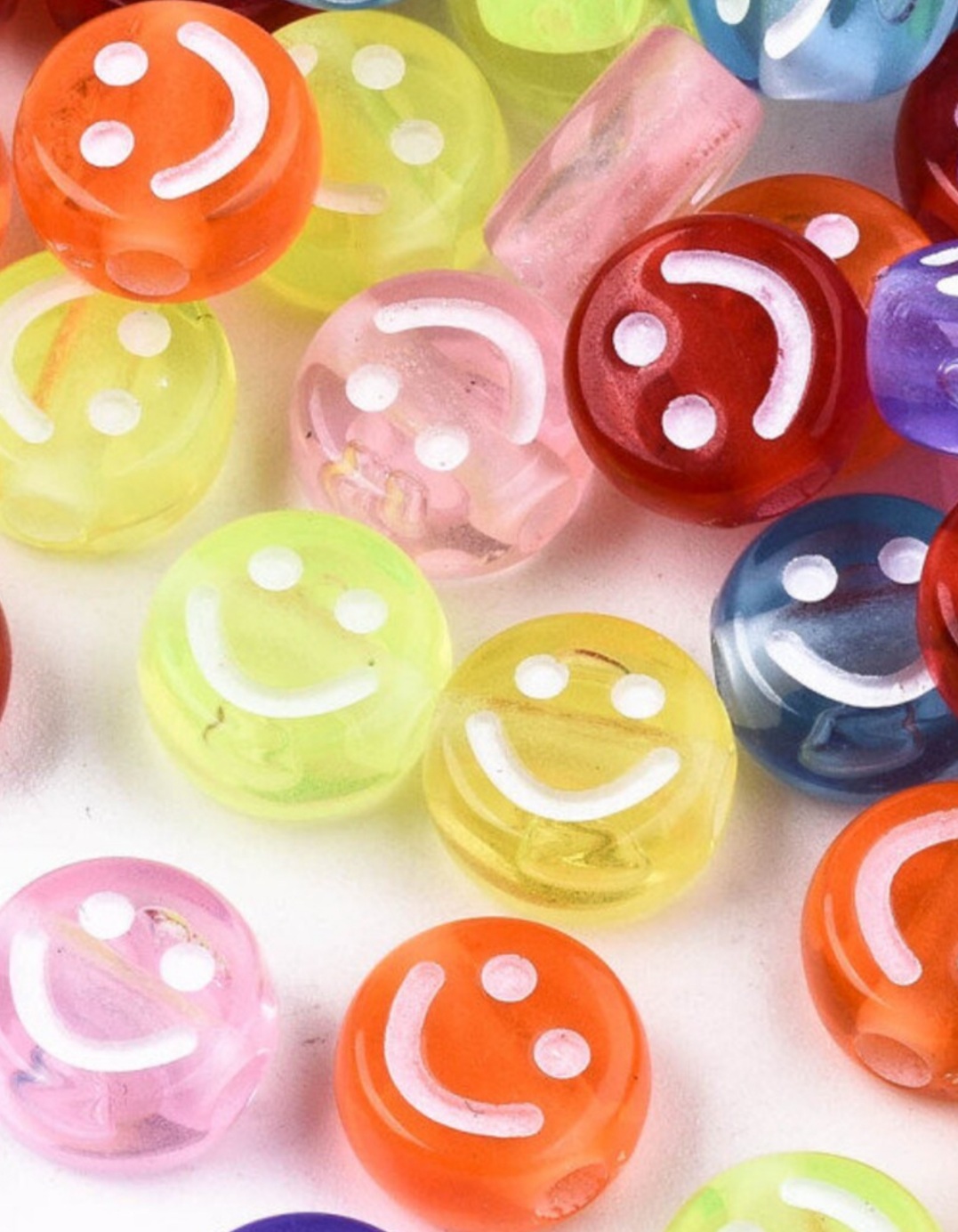 100pcs/150 pcs transparent round colourful acrylic emoji beads(with ...