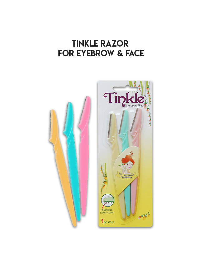Tinkle Eyebrow Razor 3 Piece Set With Stainless Safety Cover Which Is ...