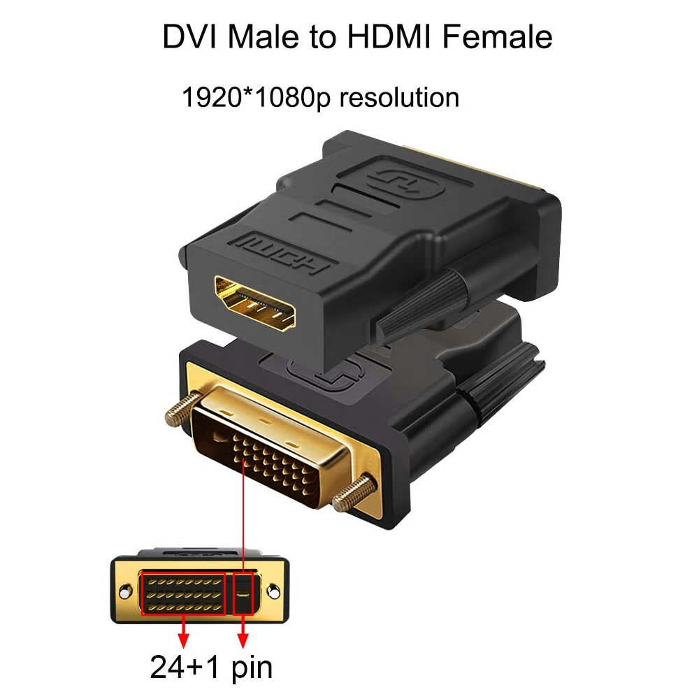 DVI 24+1 Male to HDMI Female Adapter Converter Gold Plated DVI to HDMI ...