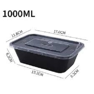 Black Food Container Disposable Boxes rectangular 500ML 750 ML 1000 ML ...