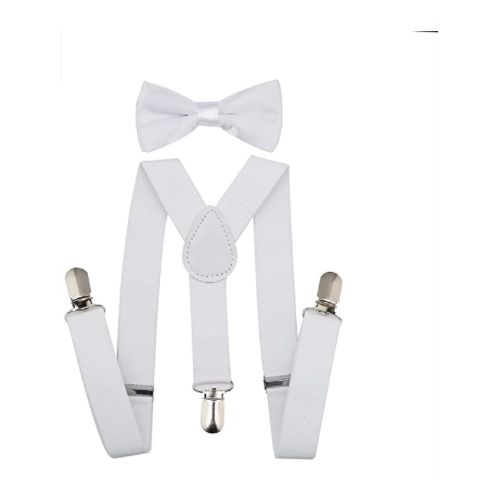 Elastic Gallace Suspenders Set With Silk Bow Tie For Boy's Girl's ( 5 ...