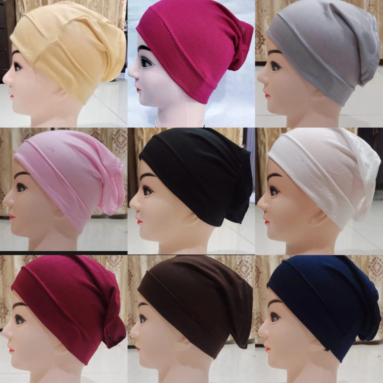 Pack of 5 plain Head scarf inner hijab cap-Muslim hijab cap-Women ...