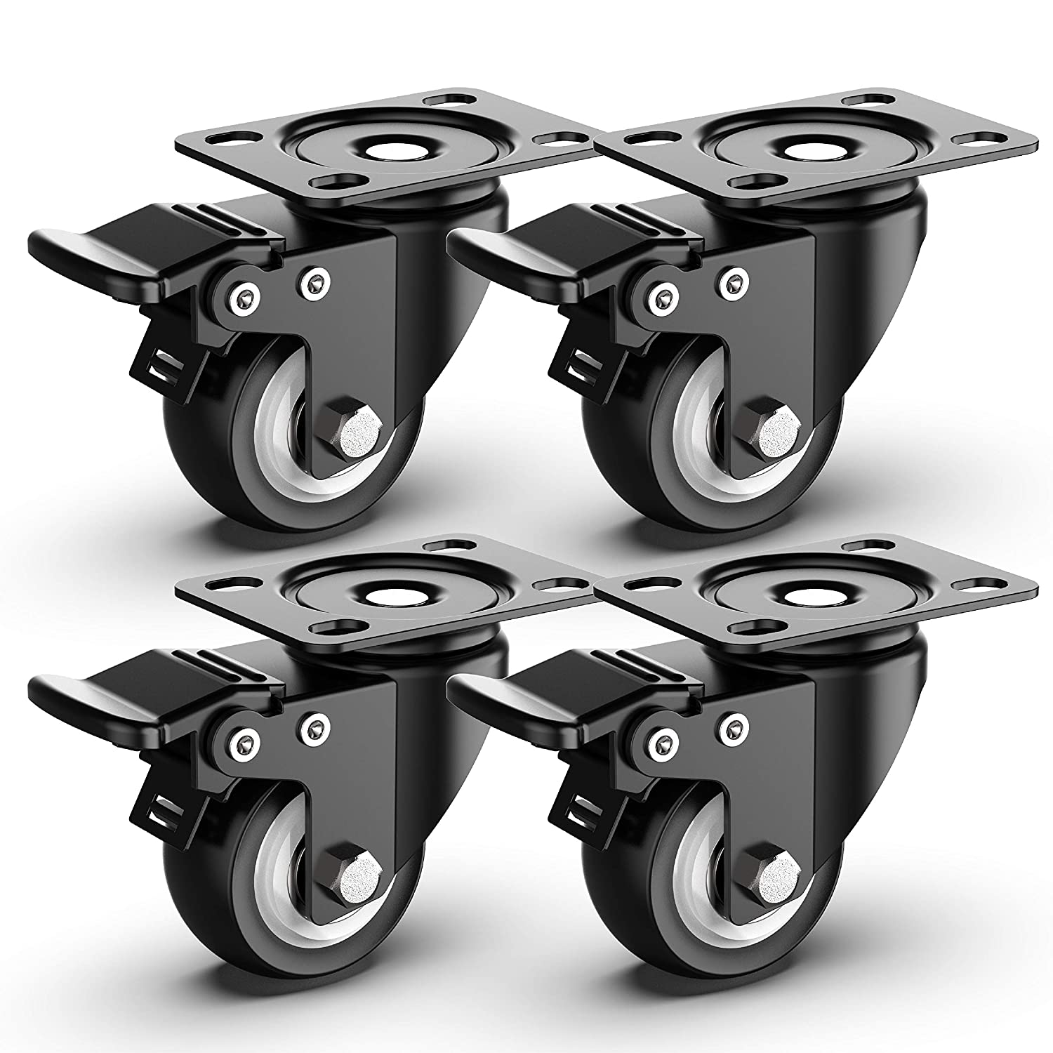 Caster Wheels Heavy Duty Bearing Wheels 360 Rotation Locking System ...