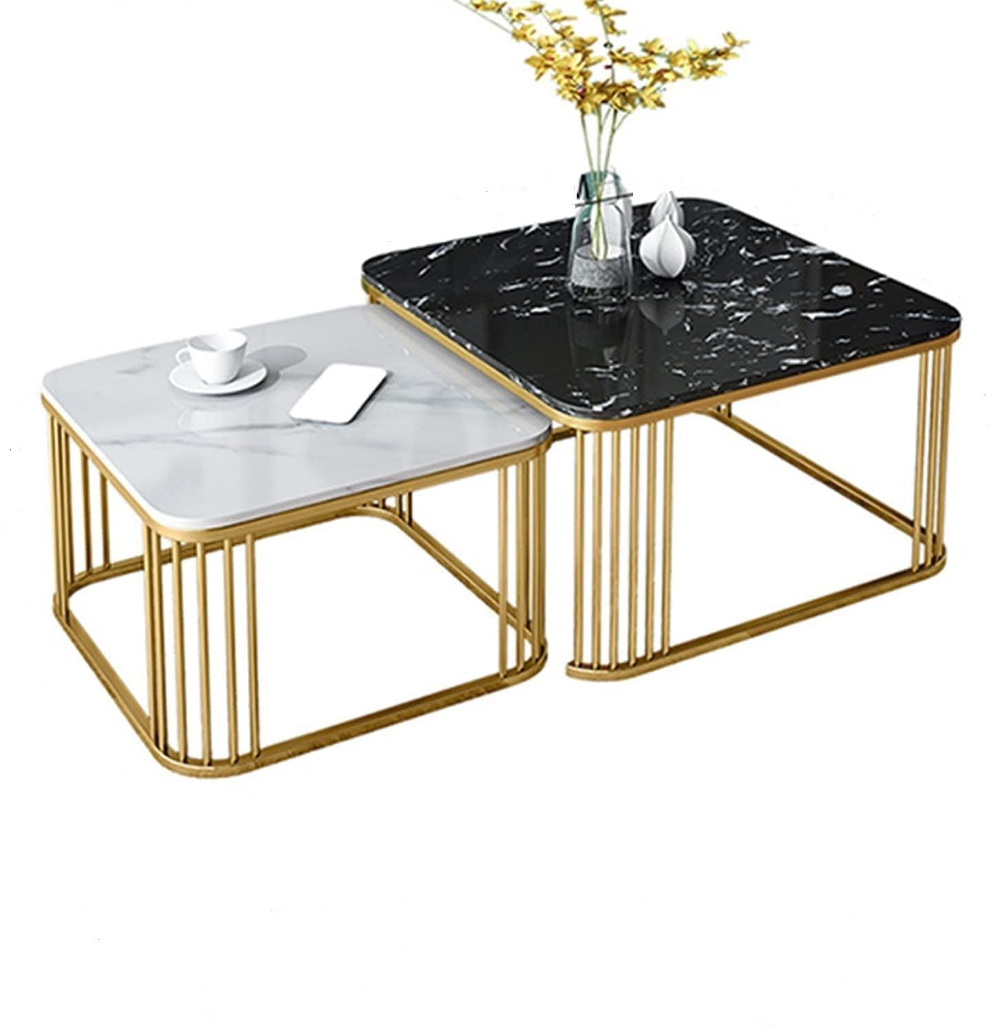 End Tables, Set of 2 Coffee Table Set with Storage Open Shelf for ...