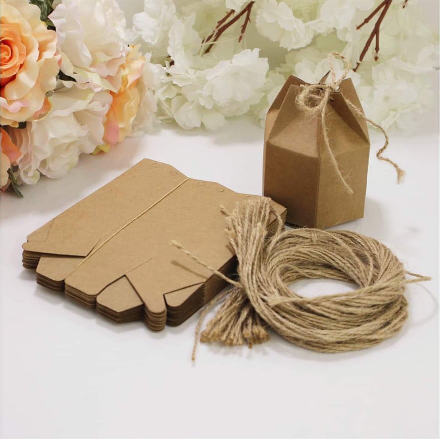 Small Hexagonal Kraft Paper Candy Gift Boxes Nikaah sweets Gift Boxes ...
