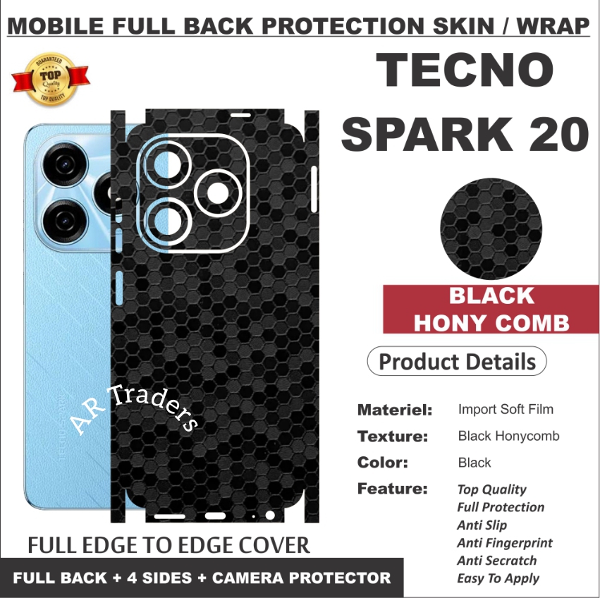 TECNO Spark 20 FULL BACK 360 premium Protection Skin Wrap Full cover ...