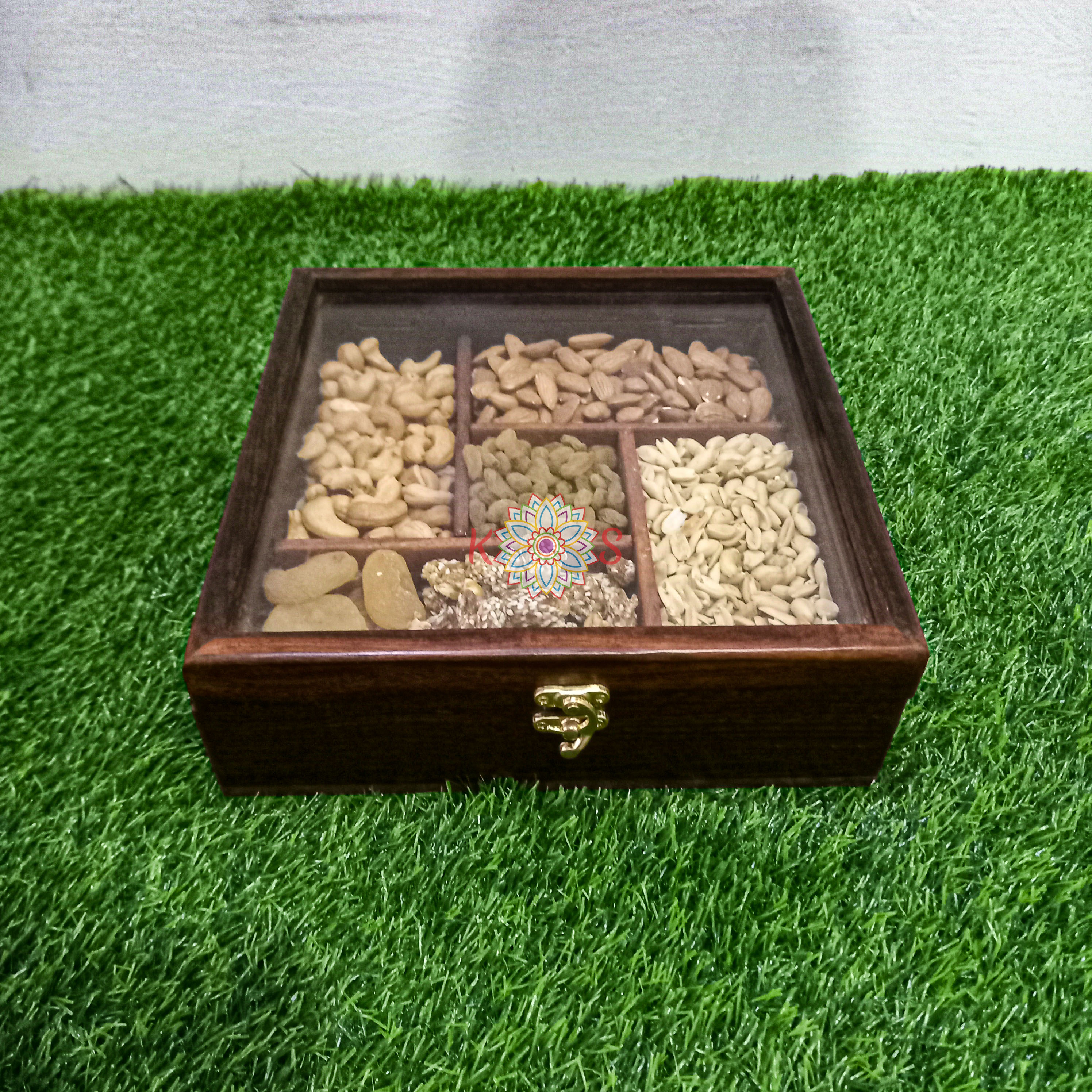 Spice Container Masala Box Rack With Wooden Spoon- 10 x 10 Solid Wooden ...