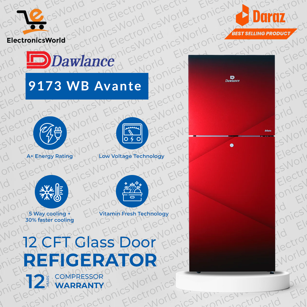 Dawlance Refrigerator 9173 WB Avante Glass Door / Fridge / Freezer-12 ...