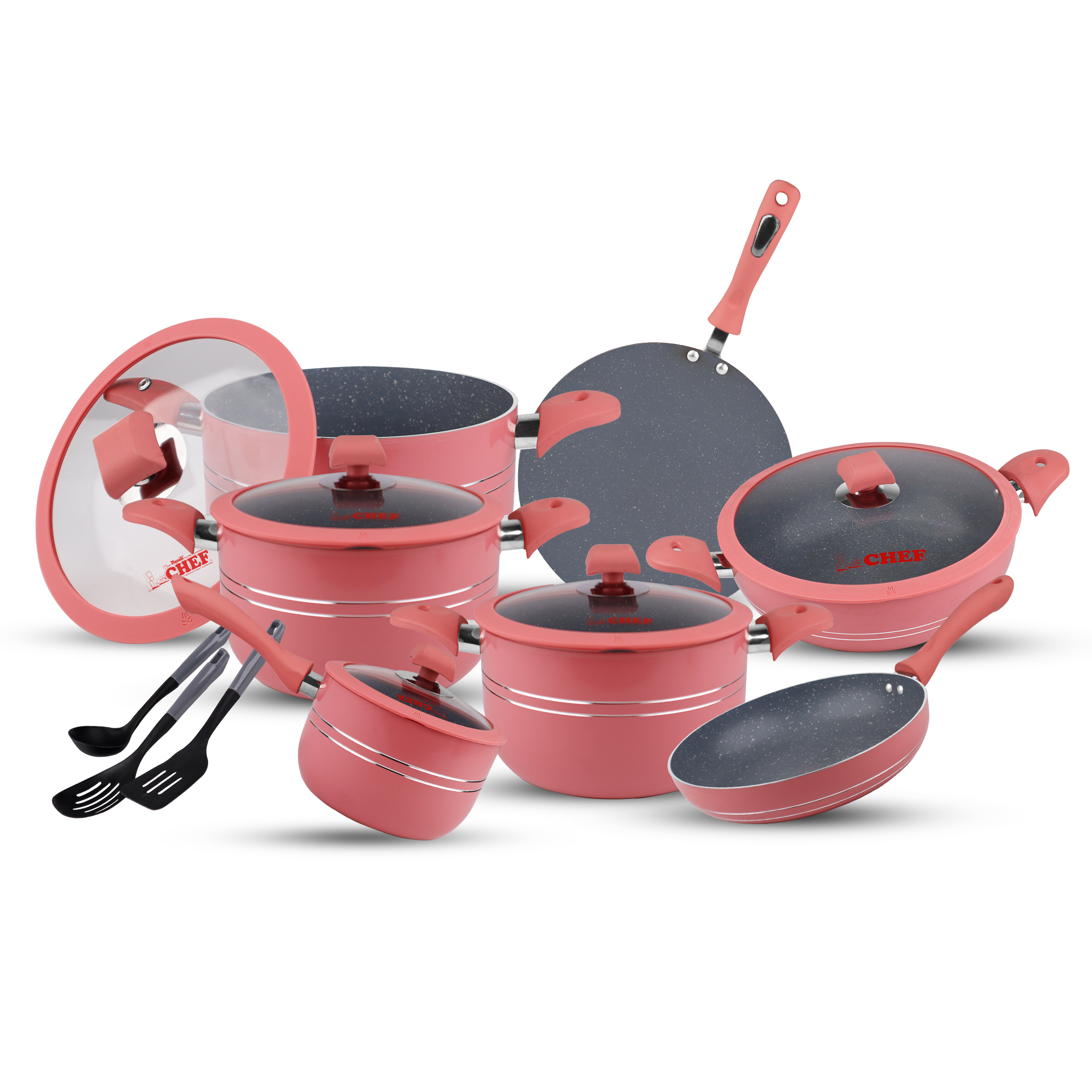CHEF Premium Quality Non Stick Cookware Set - 15 Pieces Complete ...