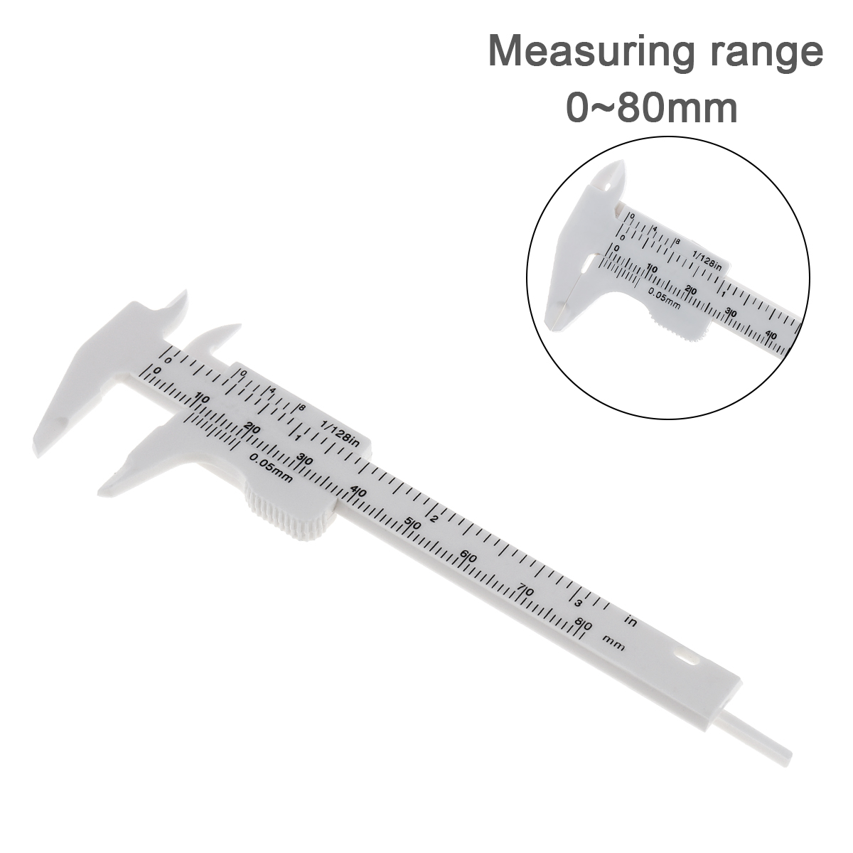 0-80mm Double Scale White Plastic Vernier Caliper with Orange Mini ...