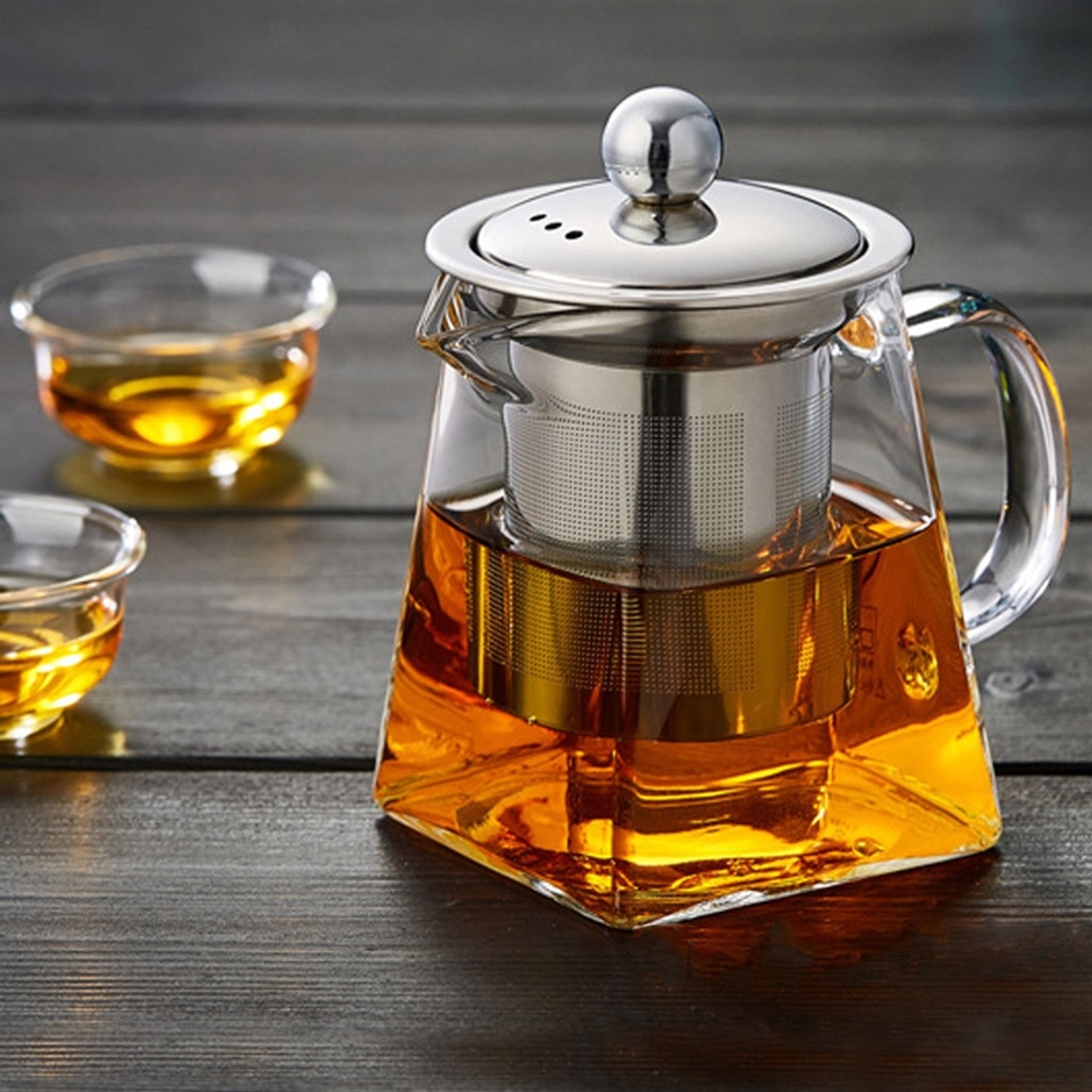 750ml Square/Round Glass Teapot for Couple with Heat Resistant ...