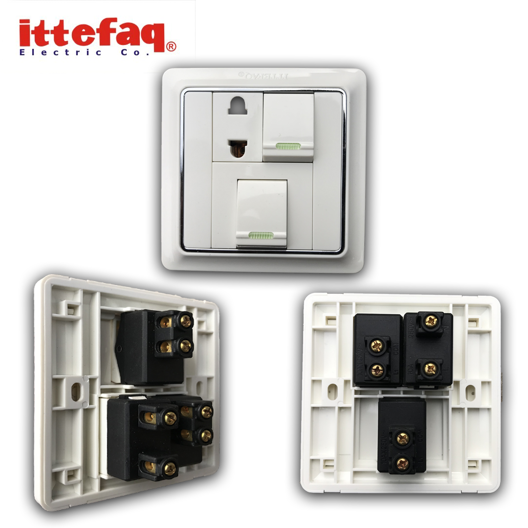 Ittefaq 2 switch + 1 socket plate China Fitting Board Plate White Series | Daraz.pk
