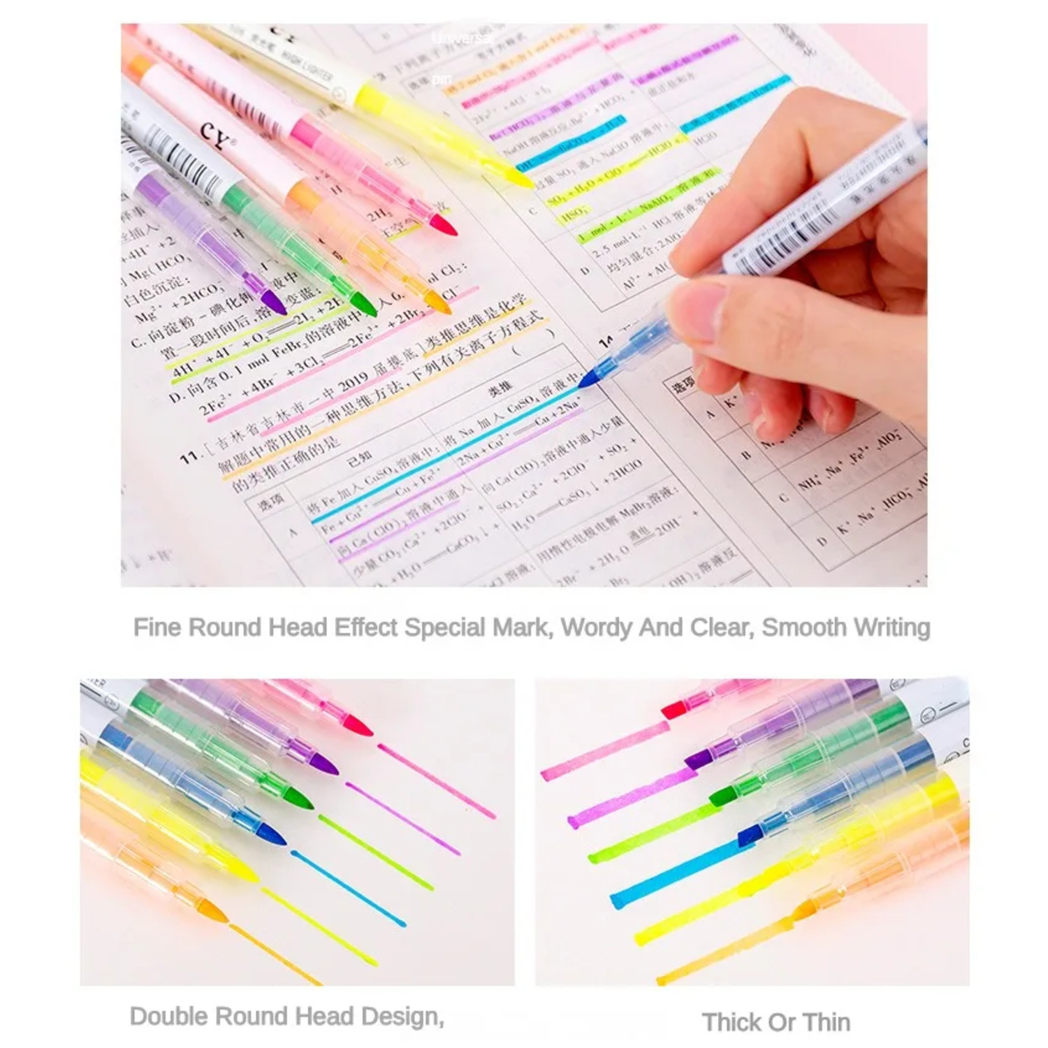 Packet of 6 Highlighters + Markers (Double Sided) | Daraz.pk