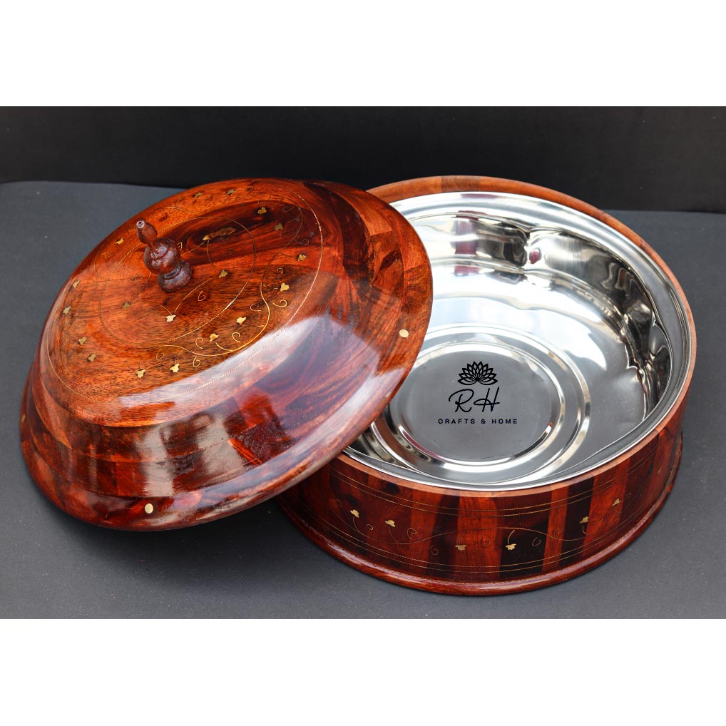 RH Crafts & Home | Wooden Hot Pot Brass Art Hand Crafted Kitchen ...