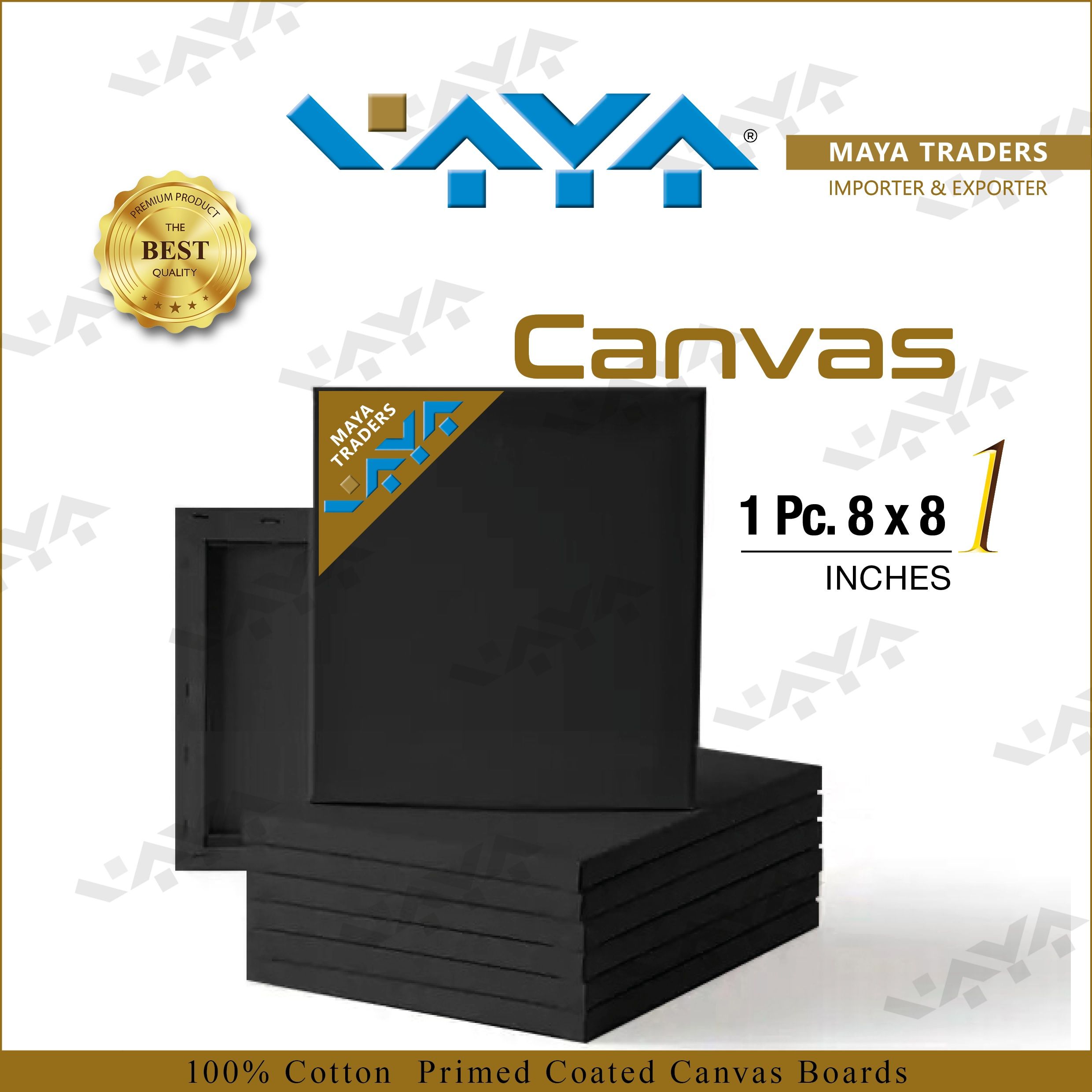 Maya Traders 1 Piece Of 8 X 8 Inches 100% Cotton Primed Stretched Black ...