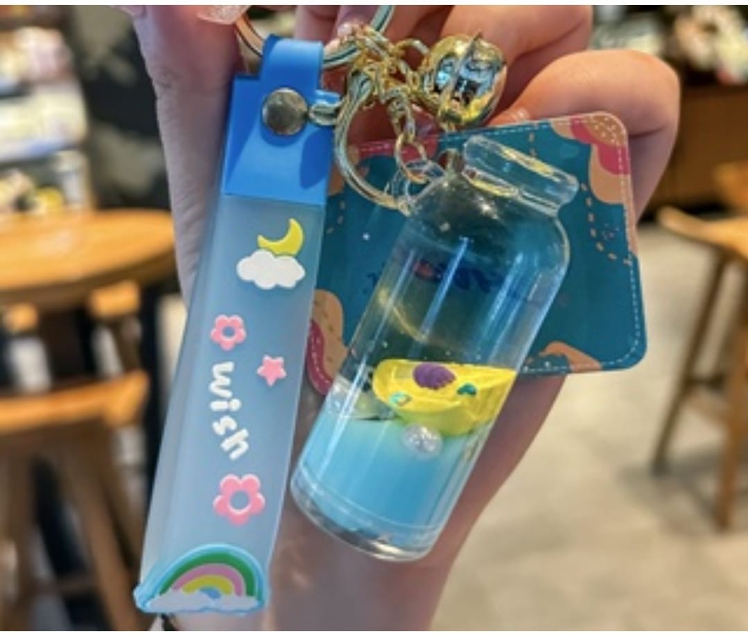 Cute Oil Liquid Keychain Quicksand Snowflake Glitter Acrylic Floating ...