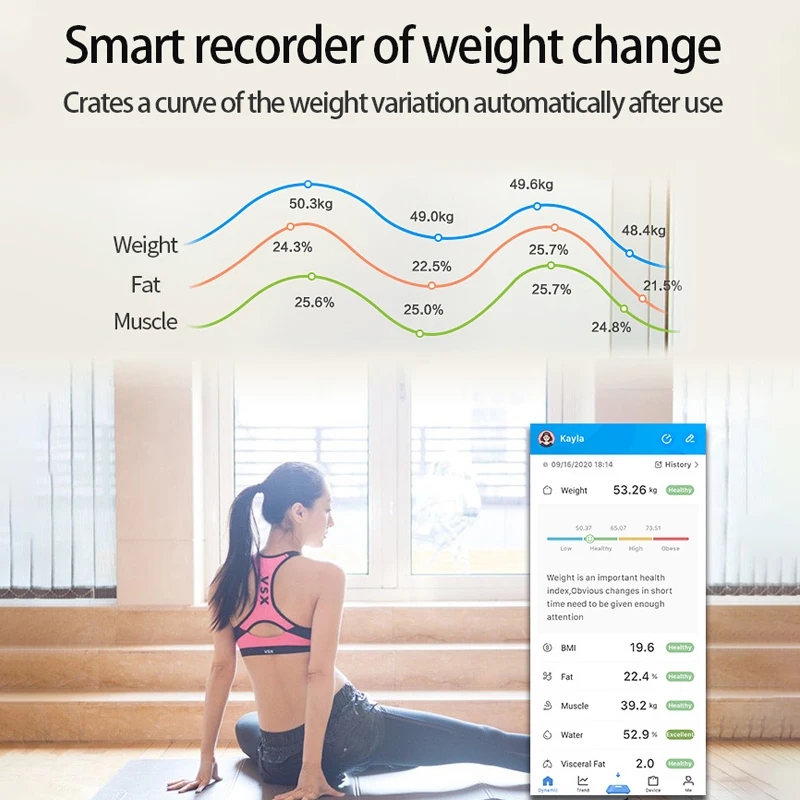 180kg Human Body Machine App Scales LED Digital Weight Smart Body ...