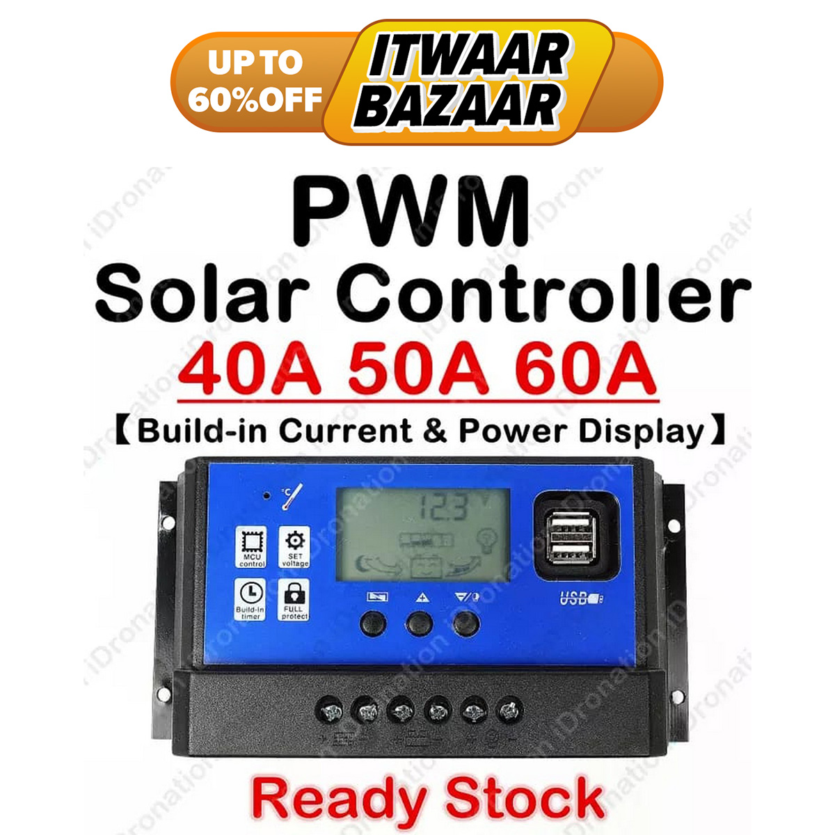LCD Display PWM Solar Panel Controller Battery Charger Charge Solar ...
