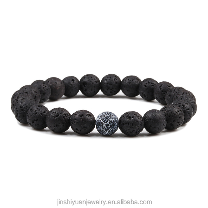 8mm Gemstone Bracelet Natural lava stone chain Rock Essential Oil ...