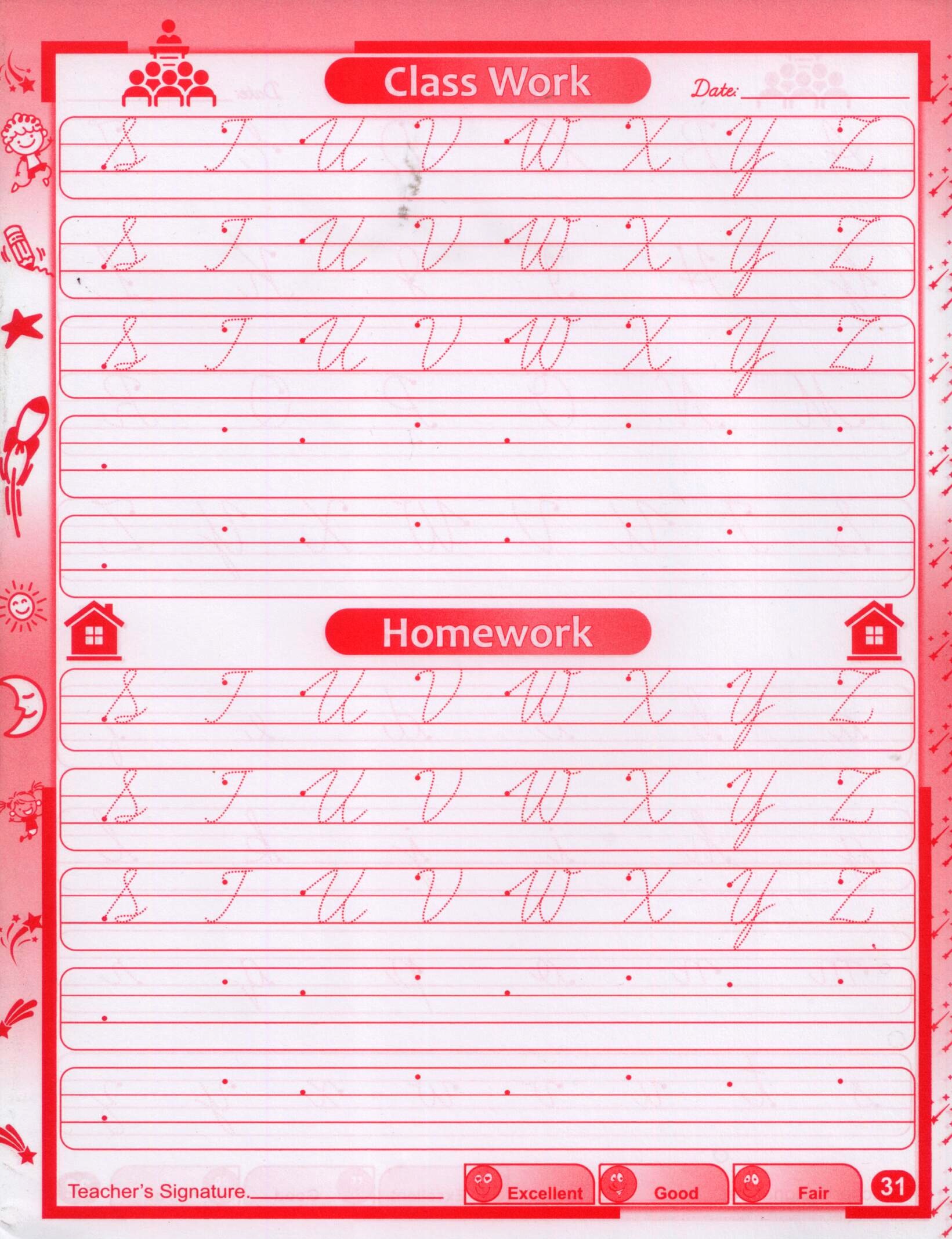 CURSIVE WRITING GRADE 0 HAND WRITING WITH CURVING STYLE VOCABULARY ...