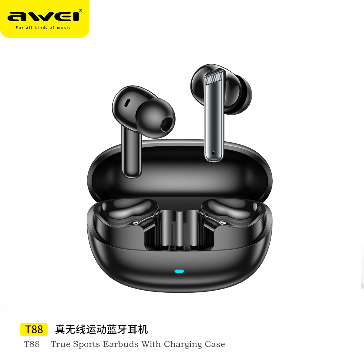 Awei T88 True Wireless Bluetooth Earphone 10mm Moving Coil Super Bass Spatial Sound Effects ...