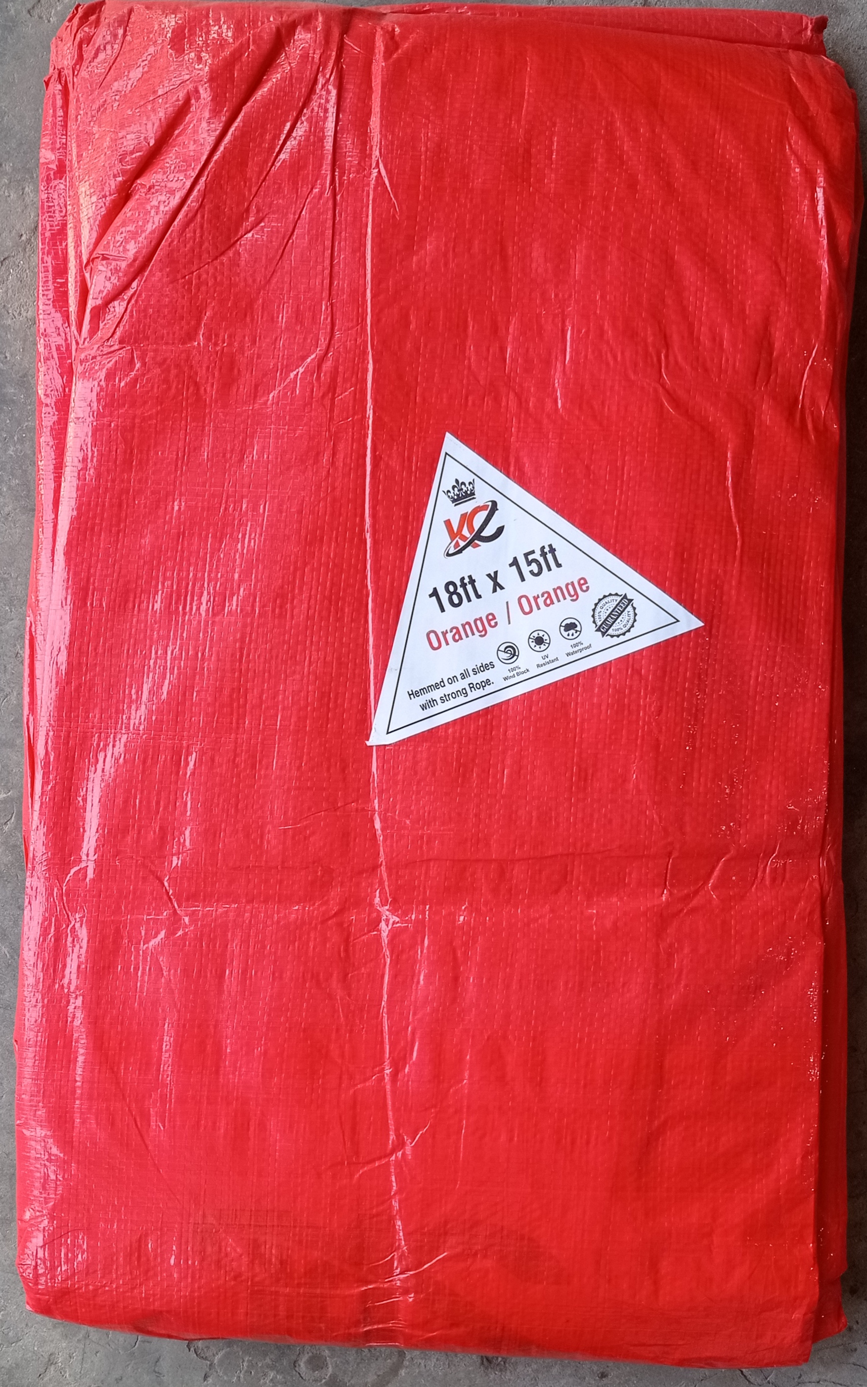 Heavy Duty Orange Plastic Tarpal waterproof All sides stitched with ...