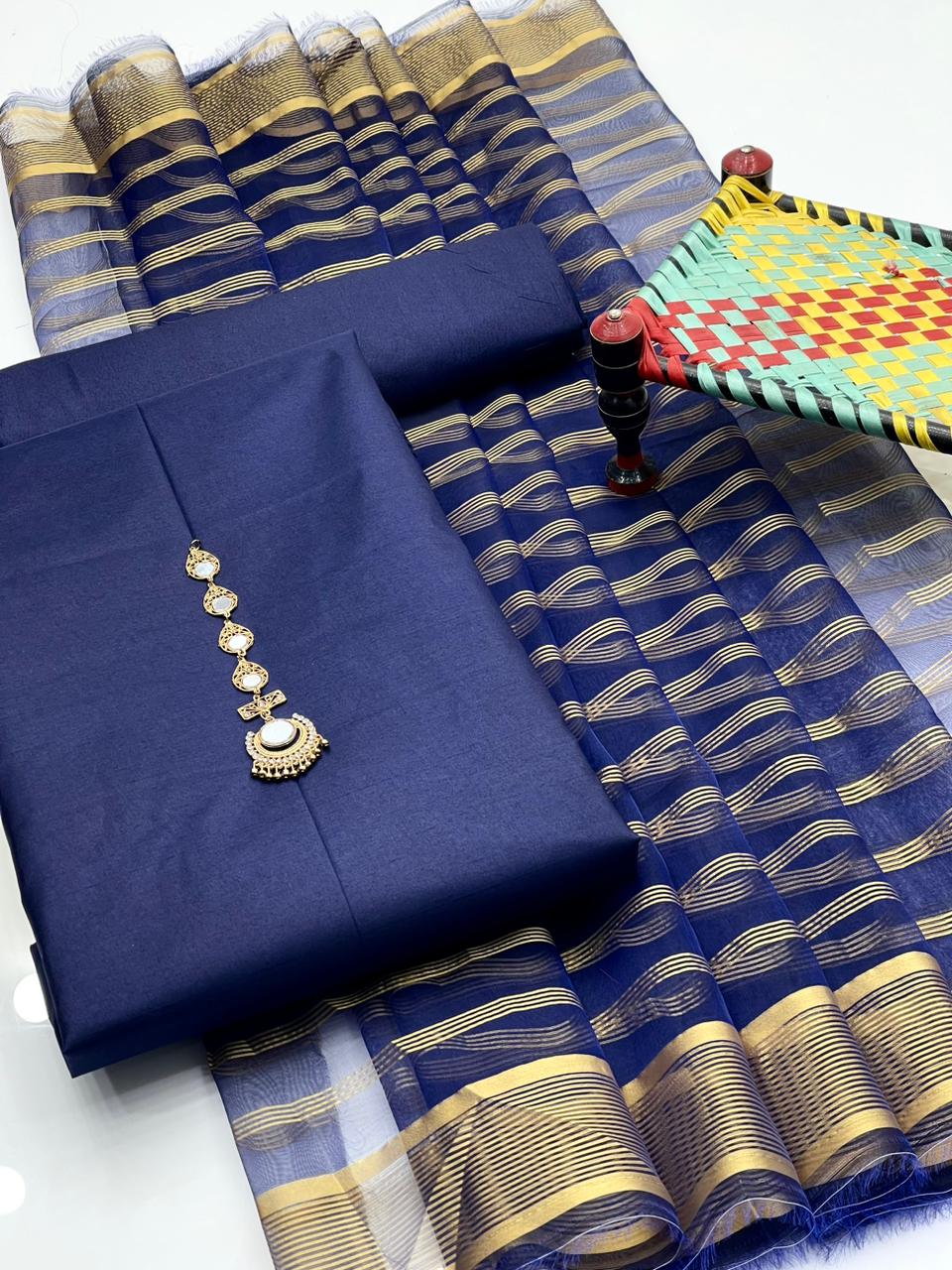 Shah Kamal Fabrics Unstitched 3 Piece Suit-Katan Silk Plain Shirt ...