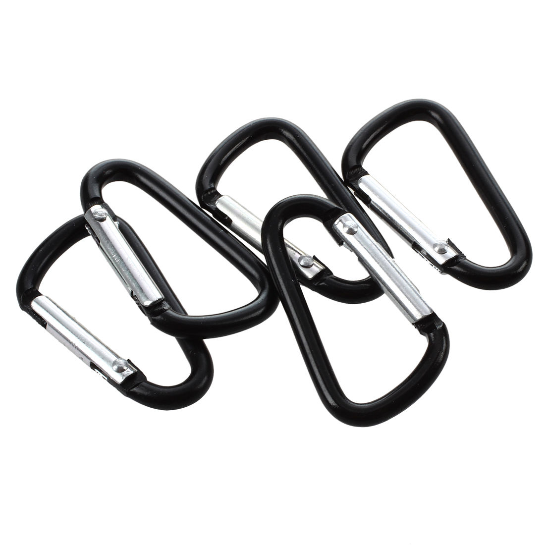 5x Hiking Spring Loaded 4mm Dia Black Aluminum Alloy Carabiner Hooks ...