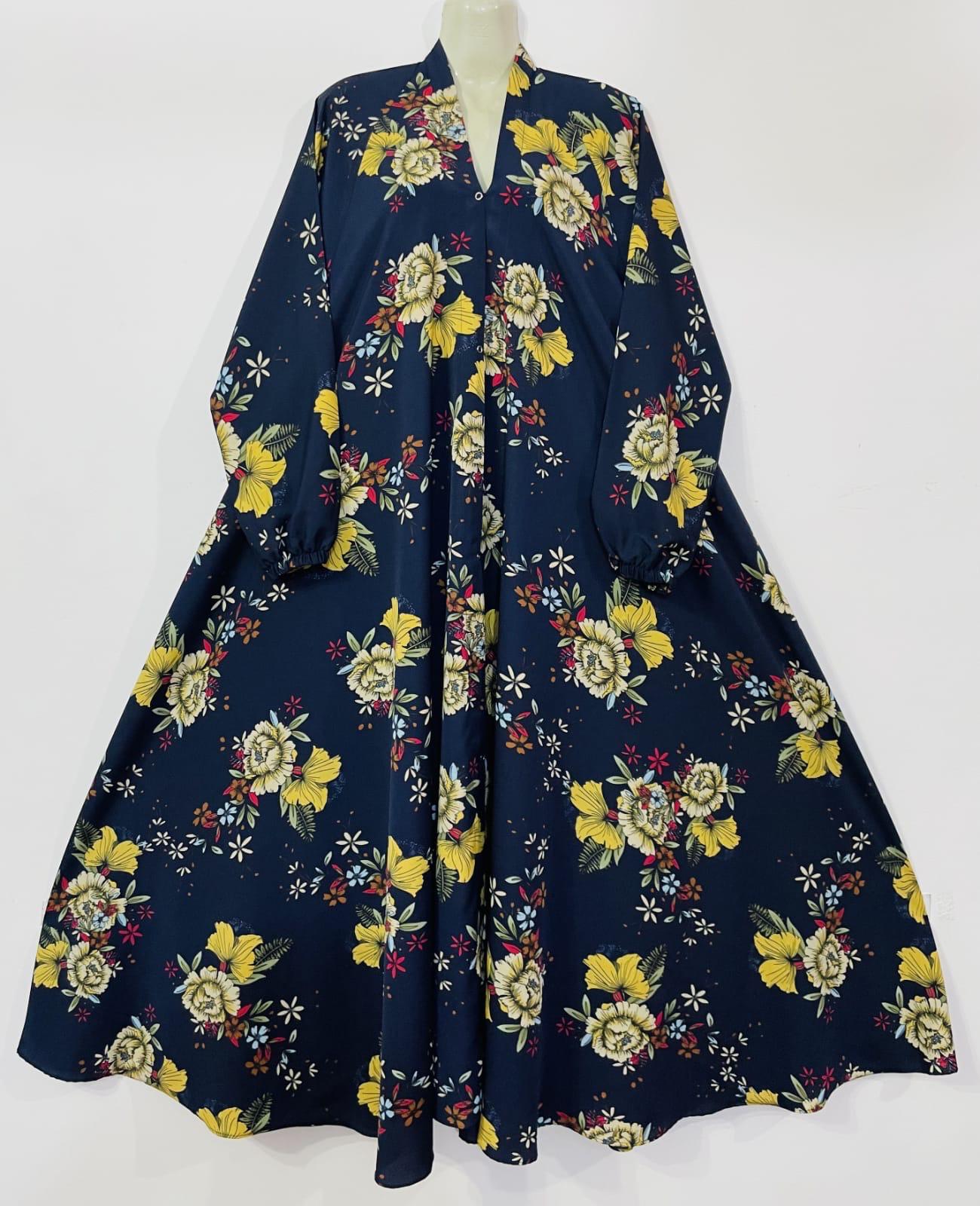 Front Open Printed Abaya - Abaya - Stylish Burqa & Hijab for Girls ...