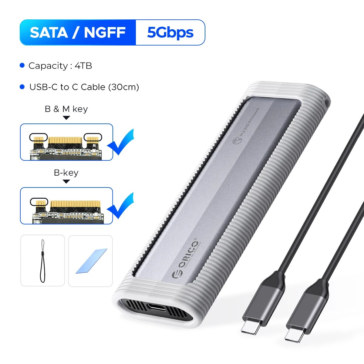 ORICO M.2 SATA SSD Enclosure Tool-Free USB External 5Gbps USB Adapter ...