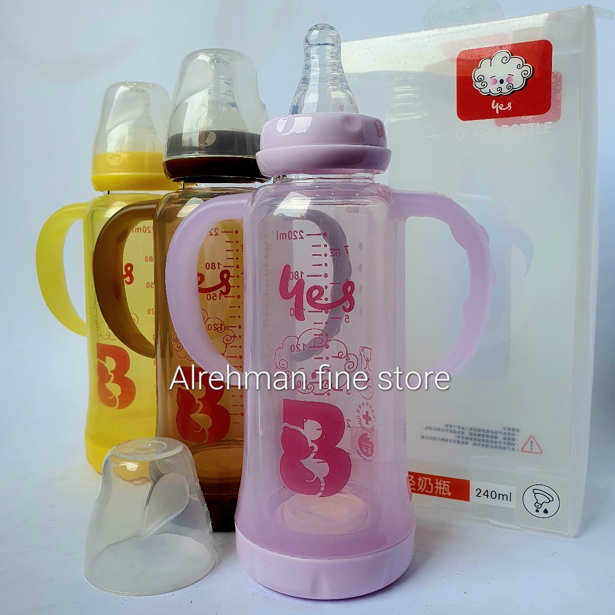 Imported glass baby feeder 220ml/8oz with plastic cover & regular small ...