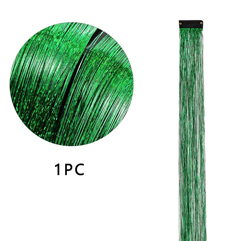 Sparkle Synthetic Clip In Hair Extension Holographic Glitter Colorful ...