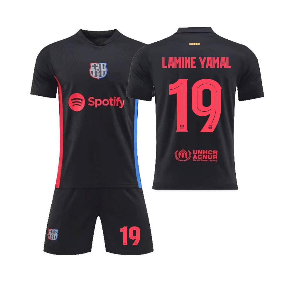 Lamine Yamal Kids FCB Barca Black Away 2024 Kit Shirt and Short | Daraz.pk