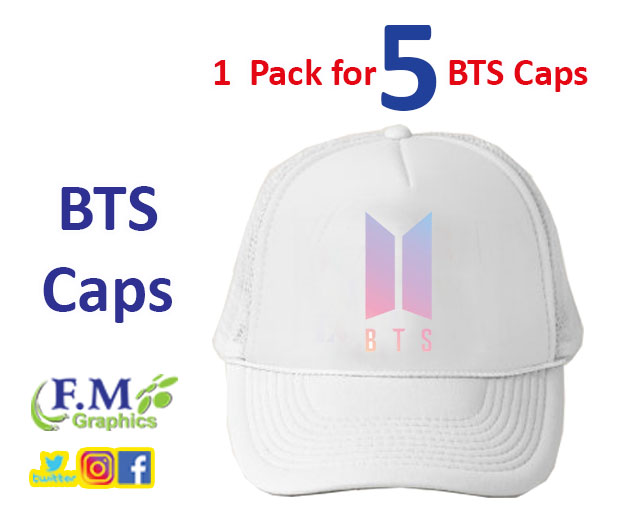 Customized BTS Cap in One Pack of 5 Caps | Daraz.pk