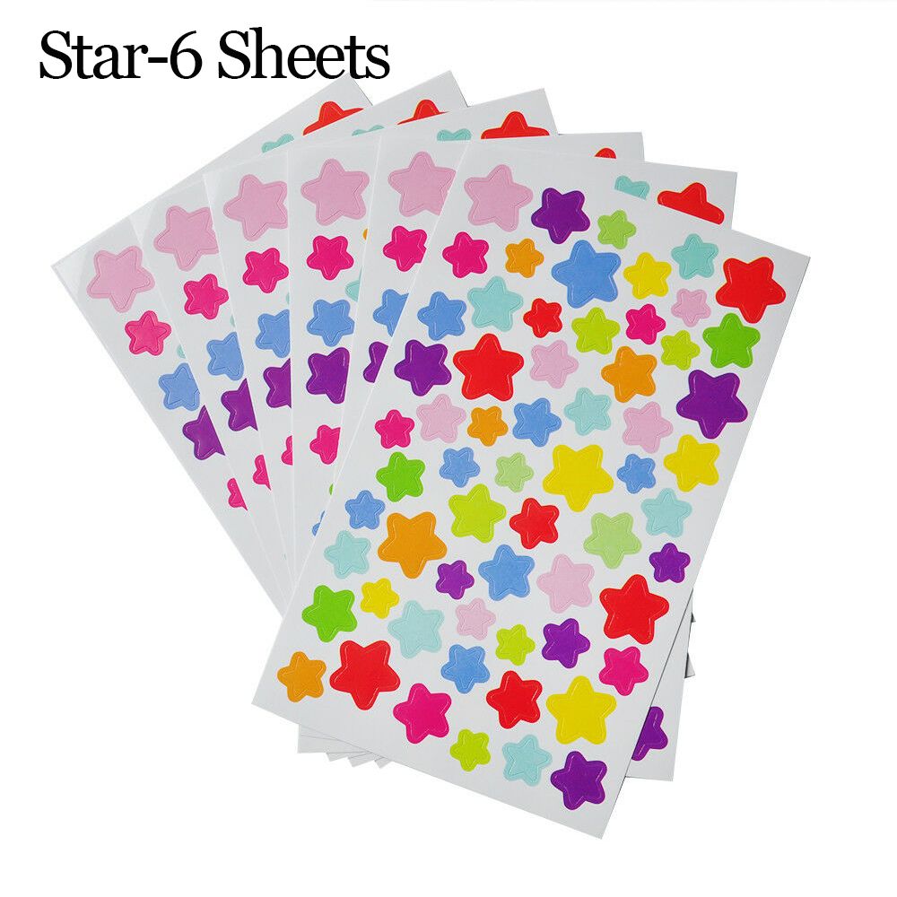 6 Sheets Mother Teacher Five-pointed Star Heart Reward Stickers Photo ...