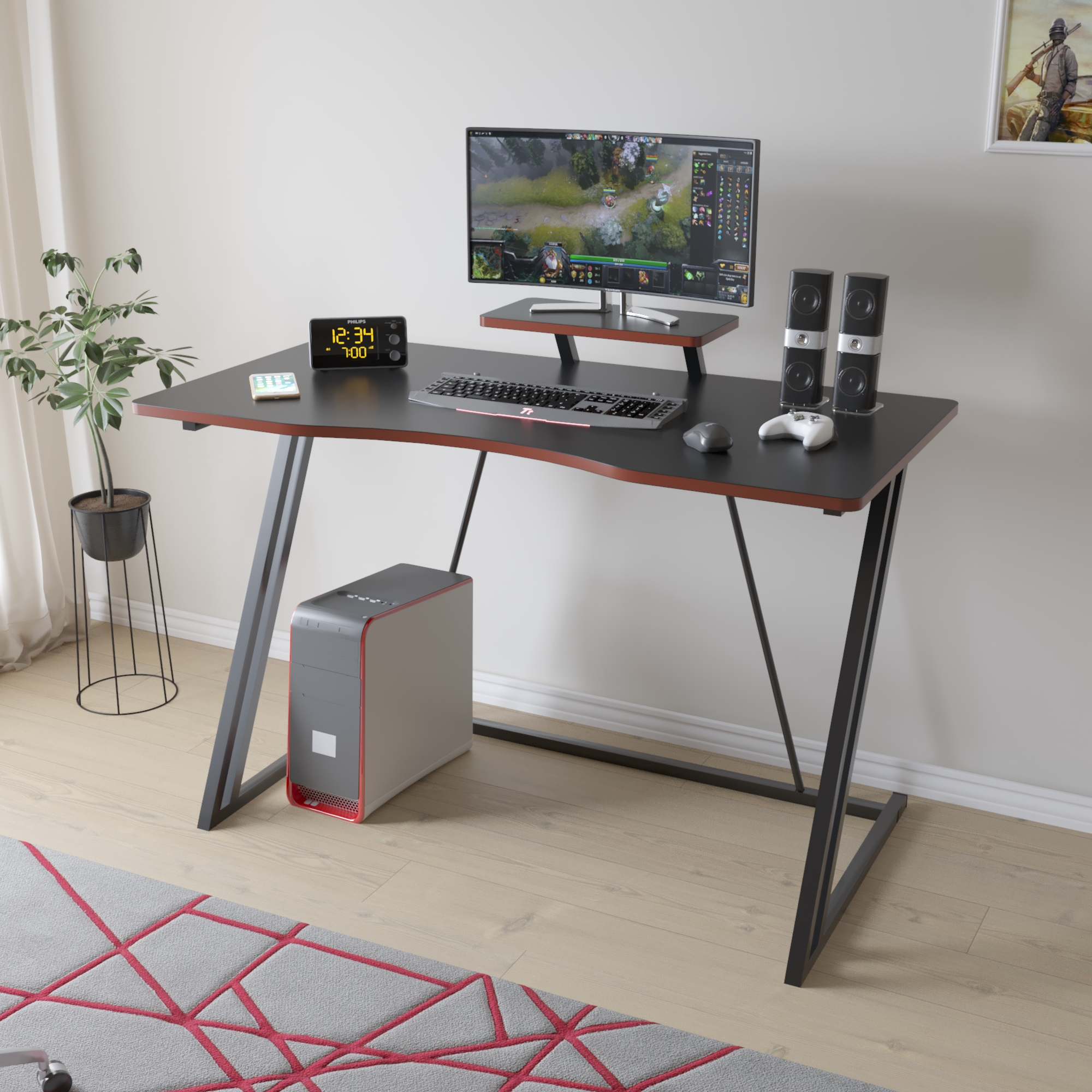 Gaming Desk with Monitor Riser 56 inches Gamer Computer Desk | Daraz.pk