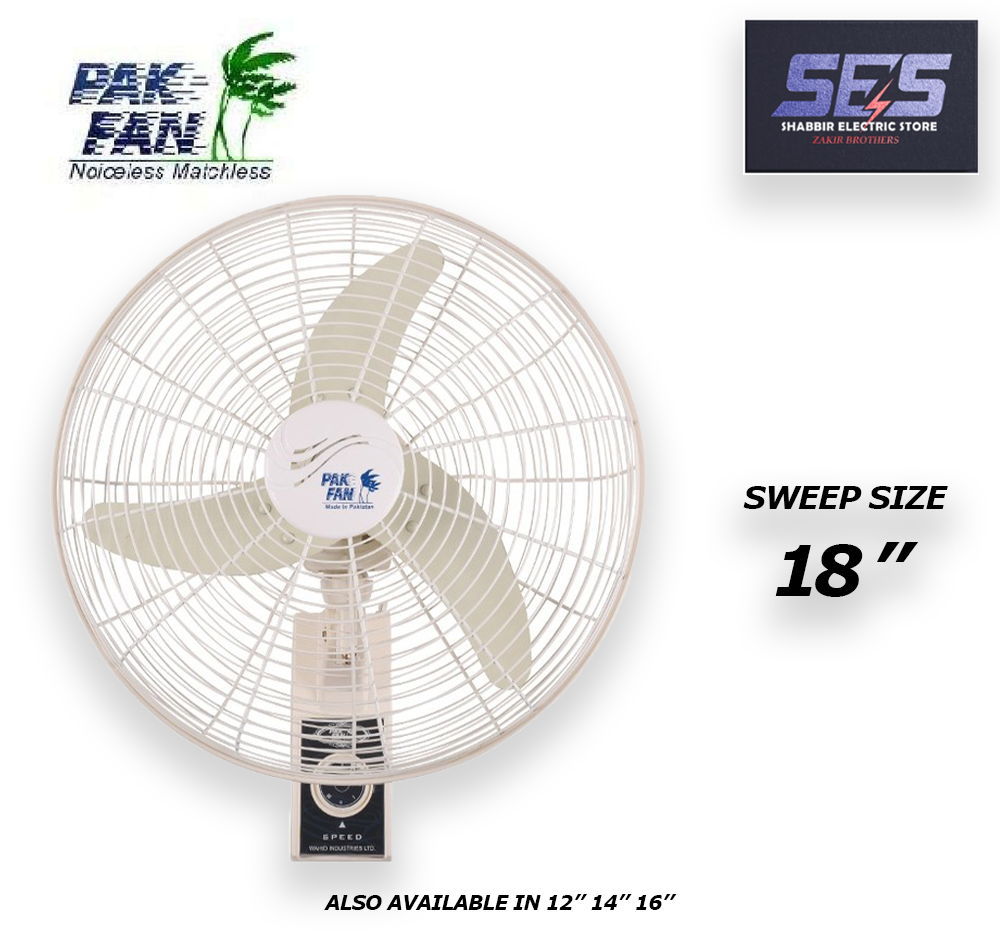 Pak Fans Wall Mounted Bracket Fan - Classic Model 18" - Copper Winding ...