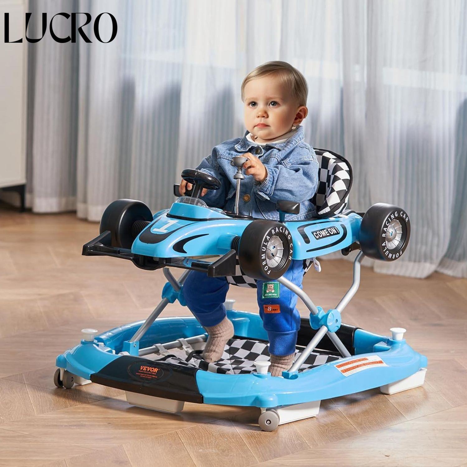 2-in-1 Formula 1 Car Baby Walker & Rocker ,Adjustable Height, Lights ...