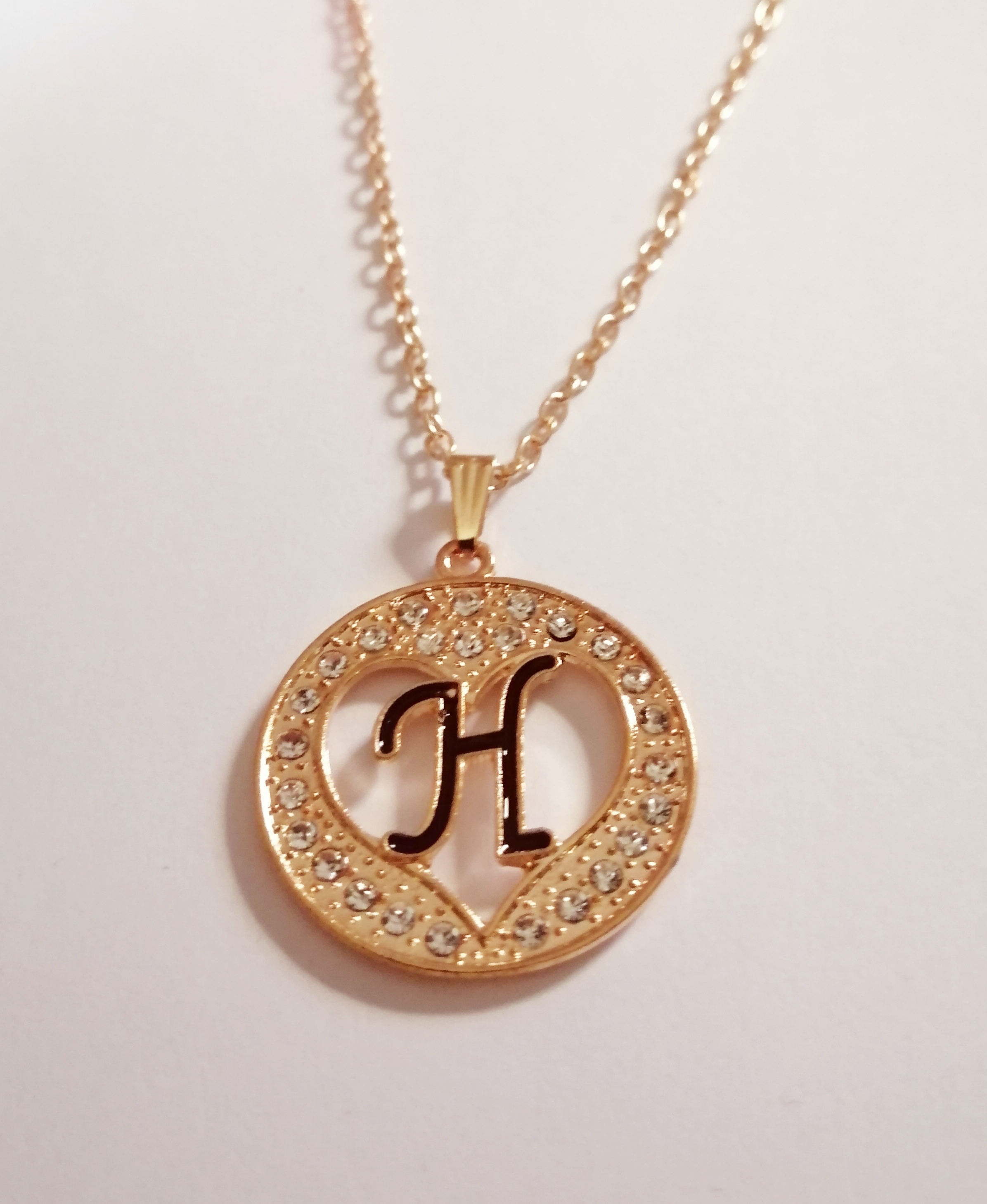 Golden Round Luxury H Alphabet Heart Shaped Locket | Daraz.pk