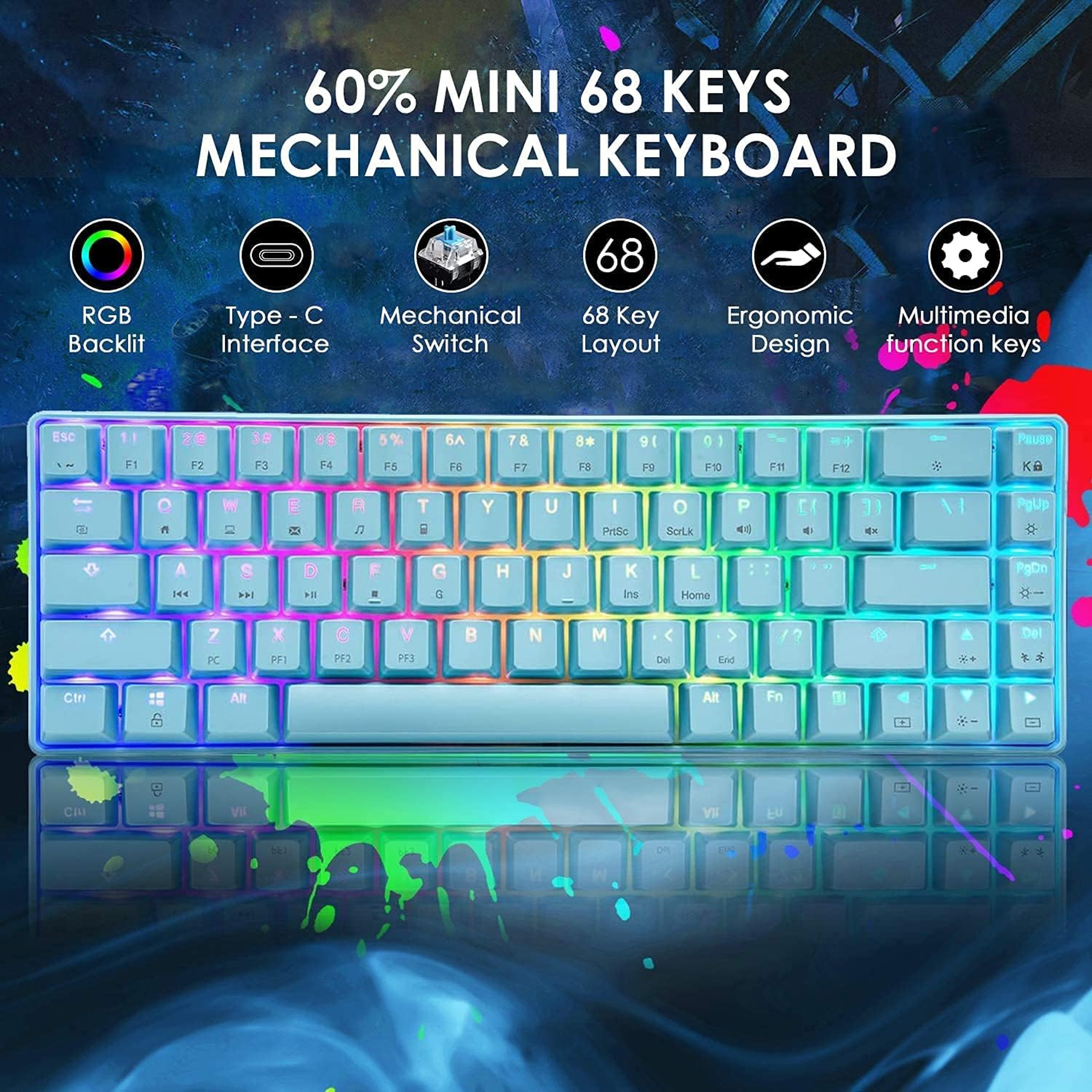 MAGIC-REFINER MK14, Wired Gaming Mechanical Keyboard, With 18 Chroma ...