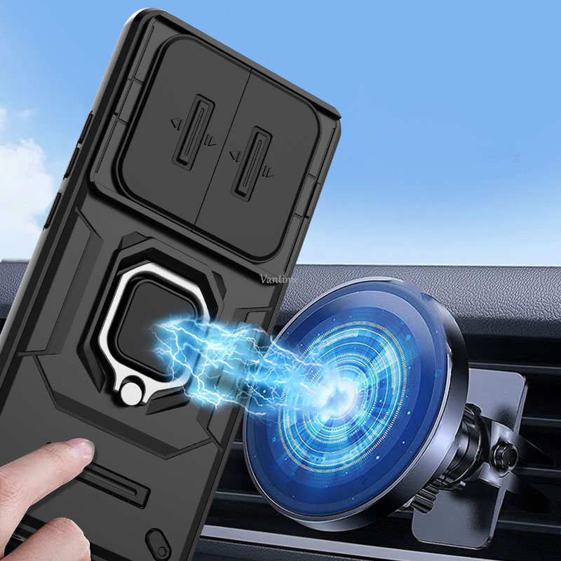 Vantime for Xiaomi Redmi Note 14 Pro+ Plus 5G Hard Case Sliding Lens Protector Stand Back Cover ...