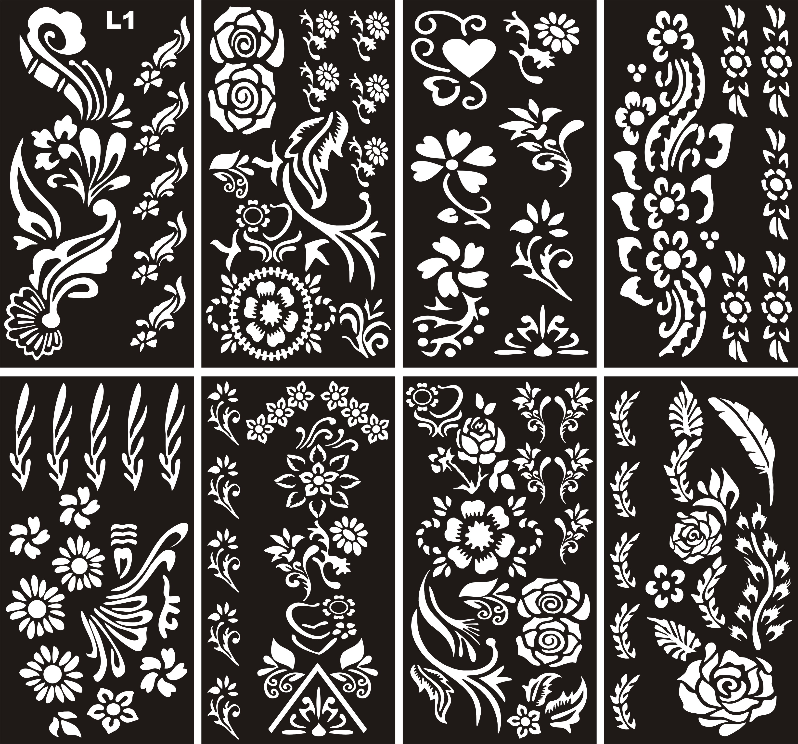 Different Designs Sheet Makeup Beauty Salon Mehndi Stencils Mix Designs ...