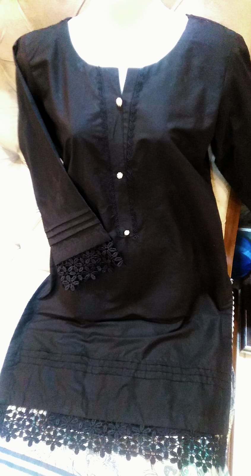 Black Stitched Kurti for Women - Original Display Picture | Daraz.pk