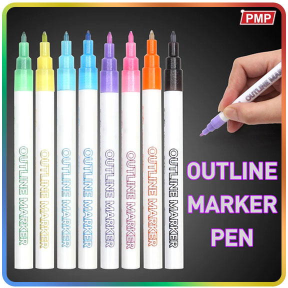 Outline Marker Pens Double Line Pen, 8 Colors Glitter Marker Pen ...