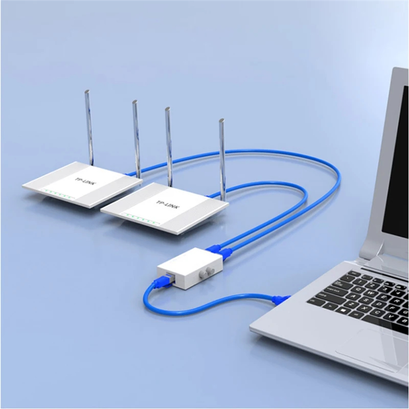 Plastic Rj45 Network Switch 2 Port Lan Ethernet Network Box Switcher Rj45 Splitter Dual 2 Way