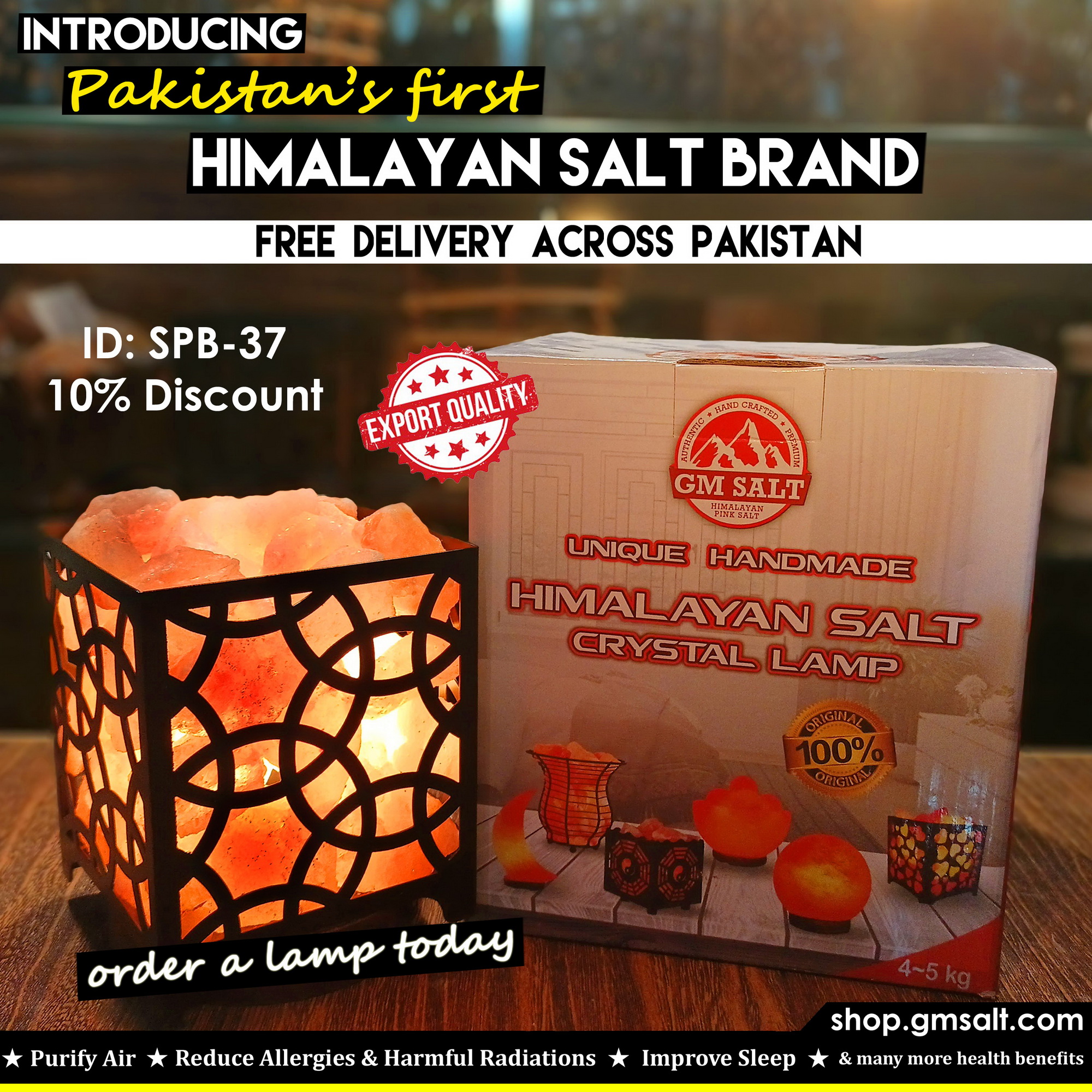 Pink Himalayan Rock Salt Lamp SPB-37 │ GM SALT │ Home Décor │Bedside Lamp │ Decoration for Side ...