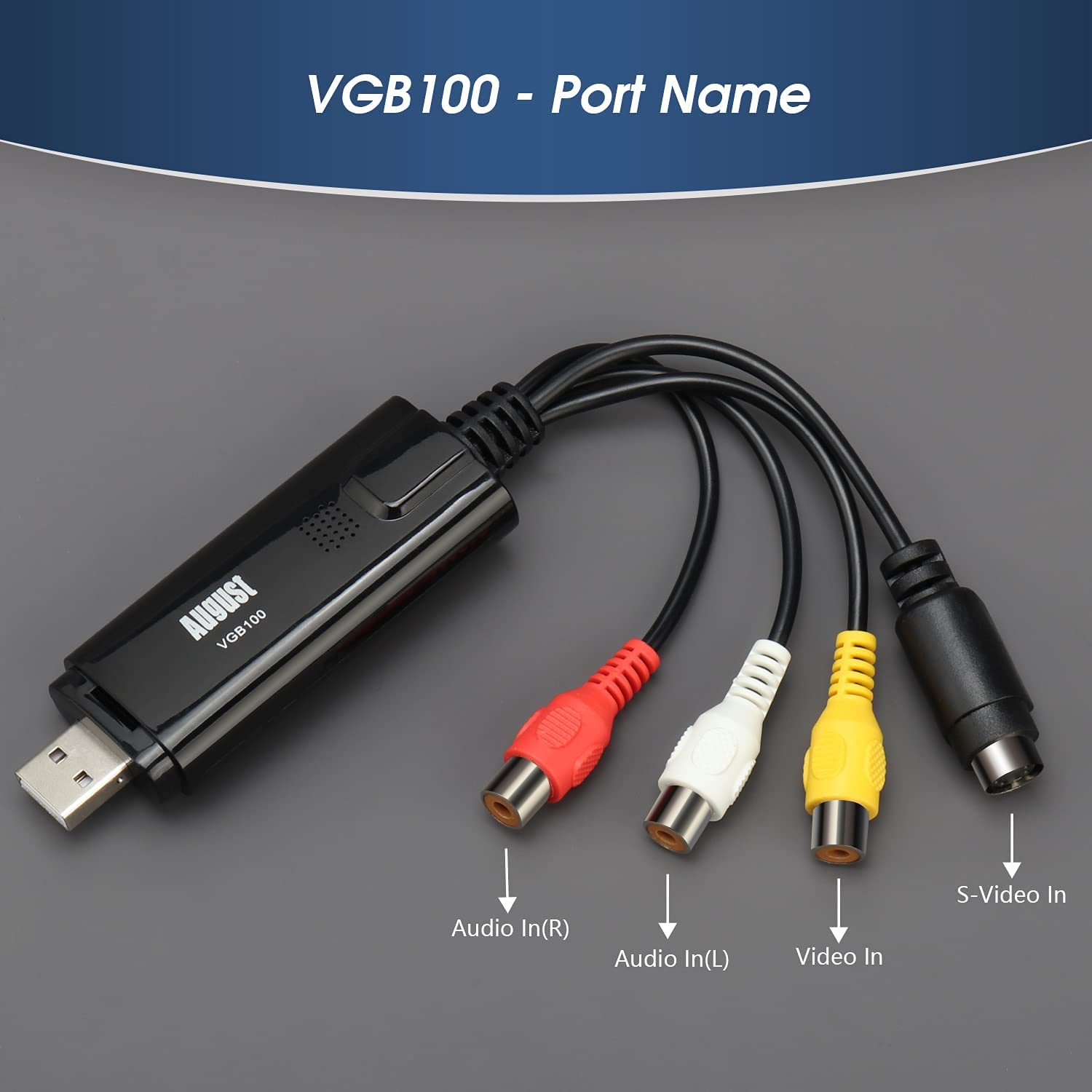 AUGUST External USB Video Capture Card - August VGB100 - Transfer VHS ...