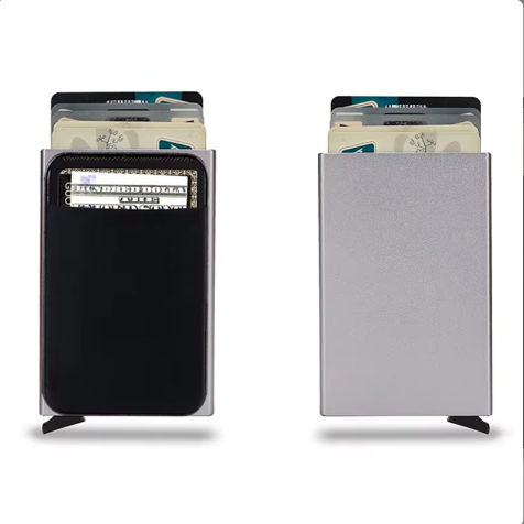 Aluminum Wallet With Back Pocket ID Card Holder RFID Blocking Mini Slim ...