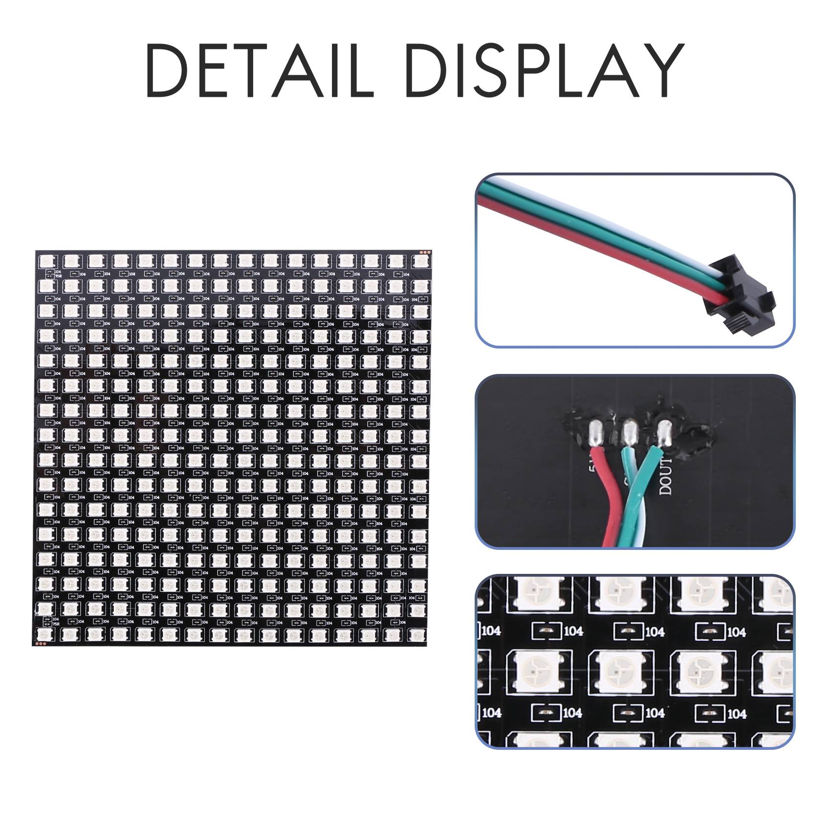 WS2812B LED RGB Flexible Pixel Panel 16X16 Individually Addressable ...