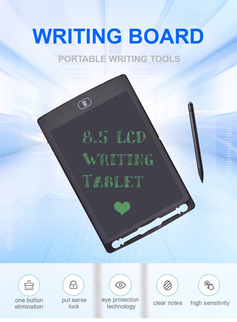 LCD Writing Tablet for Kids, 8.5 Inch Doodle Board Erasable Drawing ...